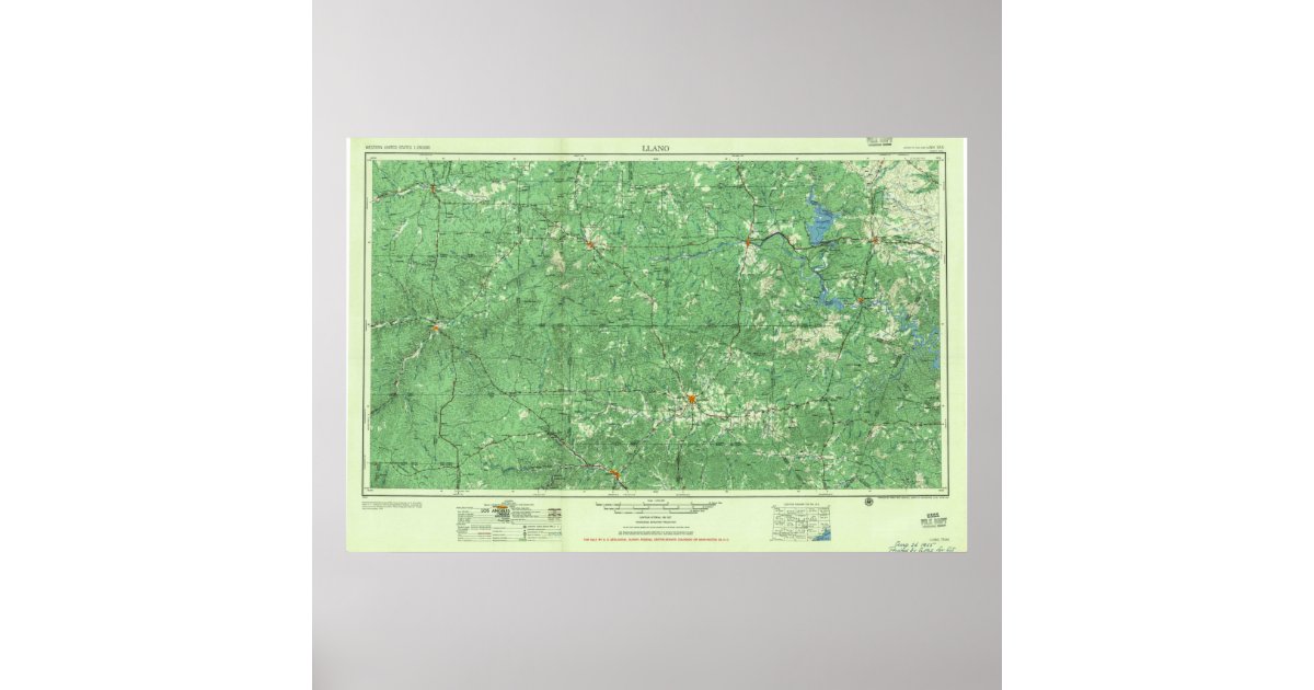Llano TX Topo Map Poster | Zazzle