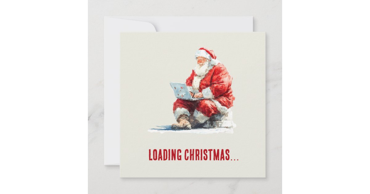Loading Christmas Funny Santa Design Holiday Card | Zazzle