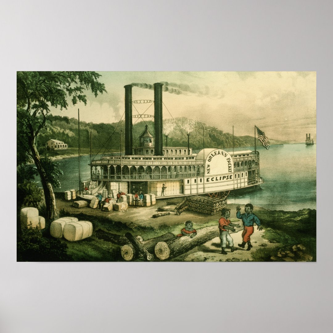 Loading Cotton on the Mississippi, 1870 Poster | Zazzle