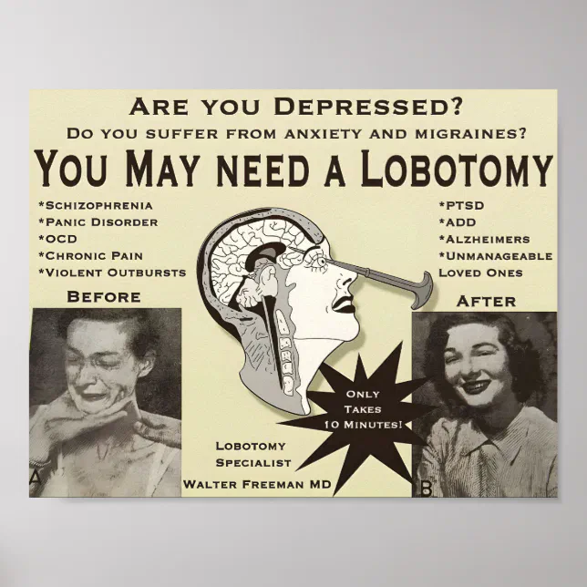 Lobotomy Advertising Poster | Vintage Ad | | Zazzle