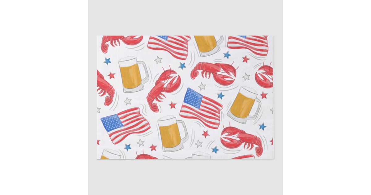 Lobster Beer Flag Star Tissue Paper | Zazzle