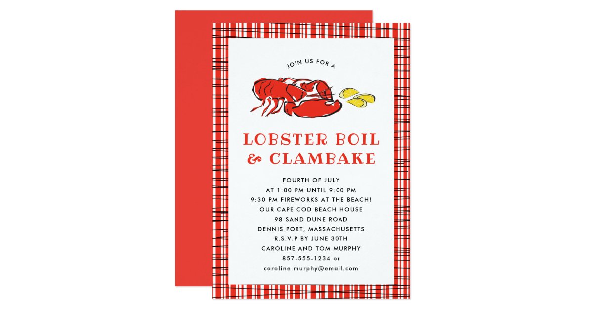 Lobster Boil Clambake Summer Party Cookout Invitation | Zazzle.com