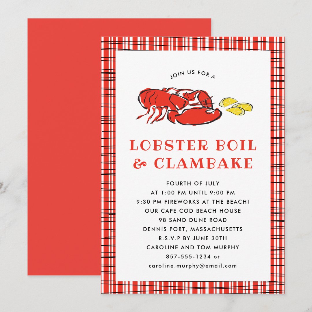 Lobster Boil Clambake Summer Party Cookout Invitation | Zazzle