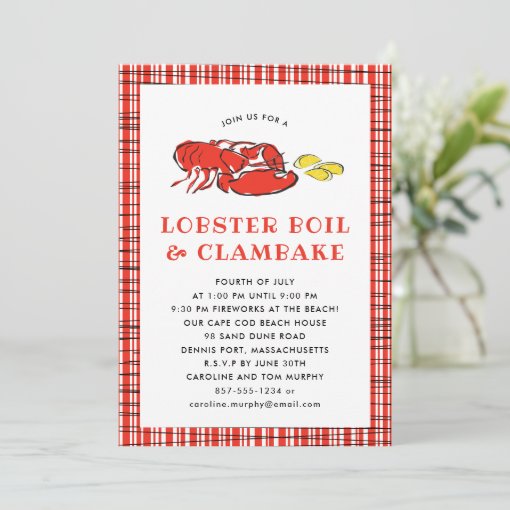 Lobster Boil Clambake Summer Party Cookout Invitation | Zazzle