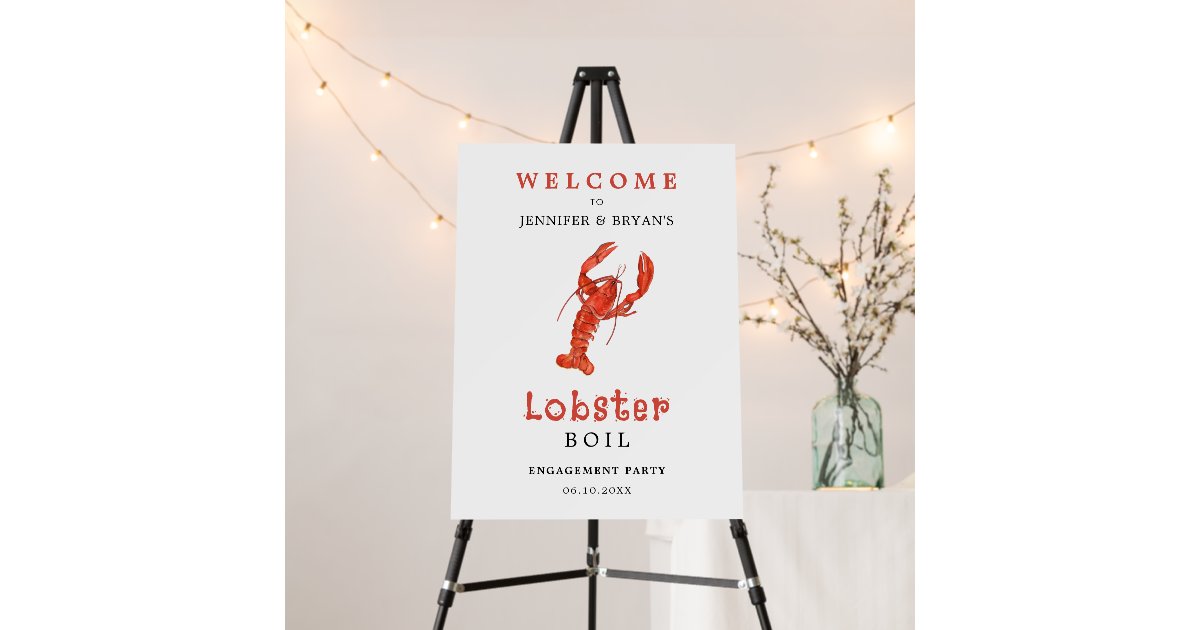 Lobster Boil Engagement party Welcome sign | Zazzle
