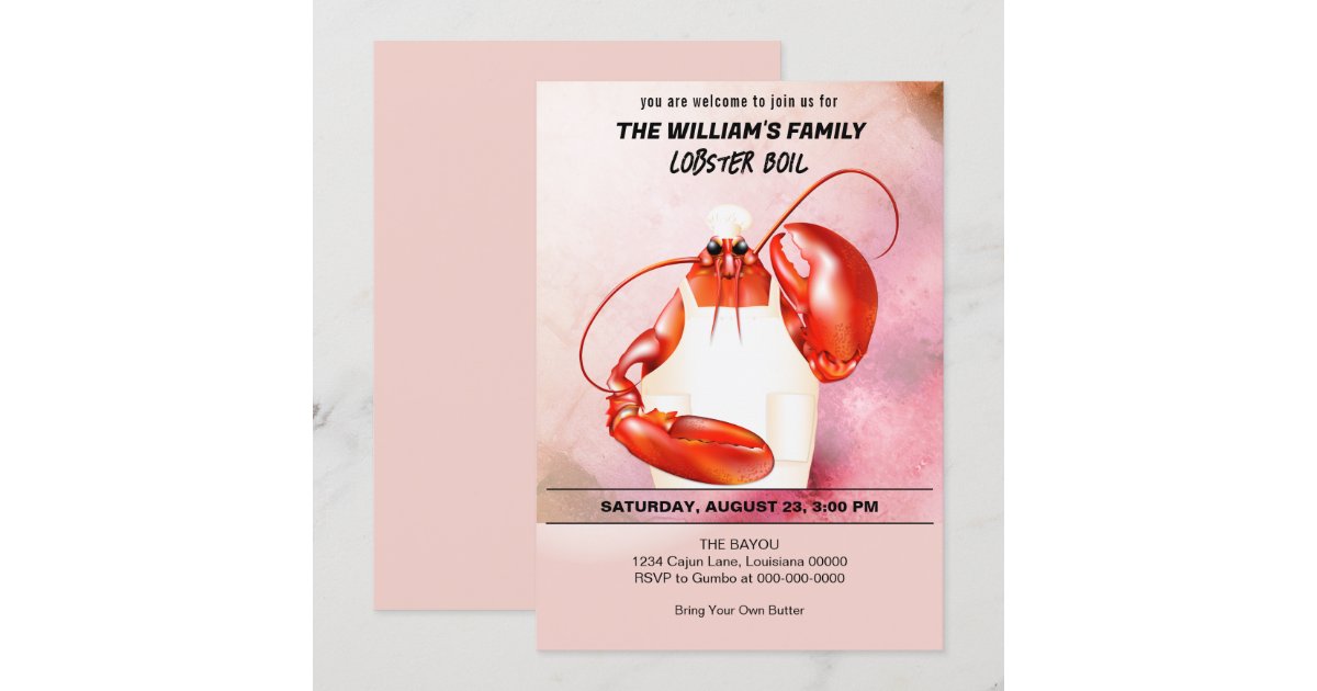 Lobster Chef Seafood Event Invitation | Zazzle