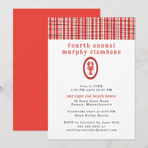 Lobster Clambake Summer Cookout Invitation | Zazzle