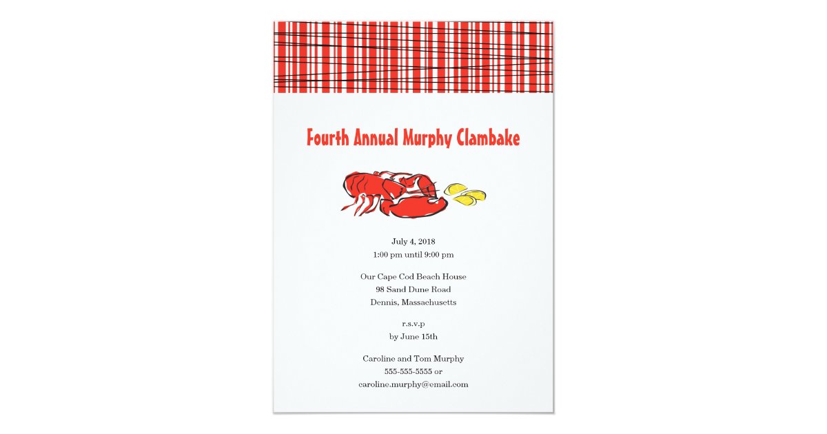 Lobster Clambake Summer Cookout Invitation | Zazzle.com