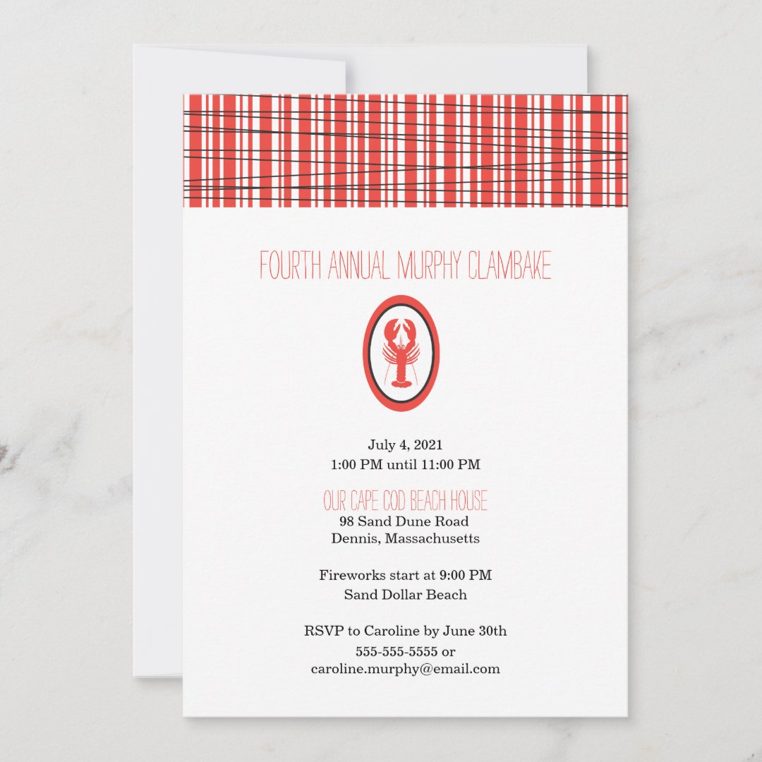 Lobster Clambake Summer Cookout Invitation | Zazzle