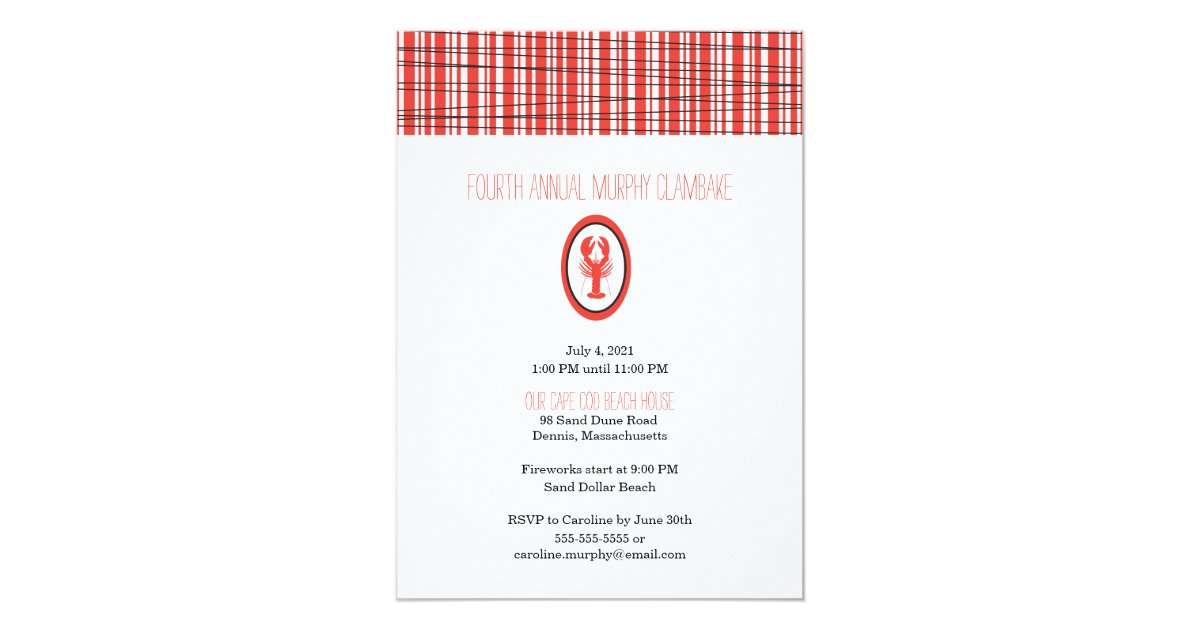 Lobster Clambake Summer Cookout Invitation | Zazzle.com