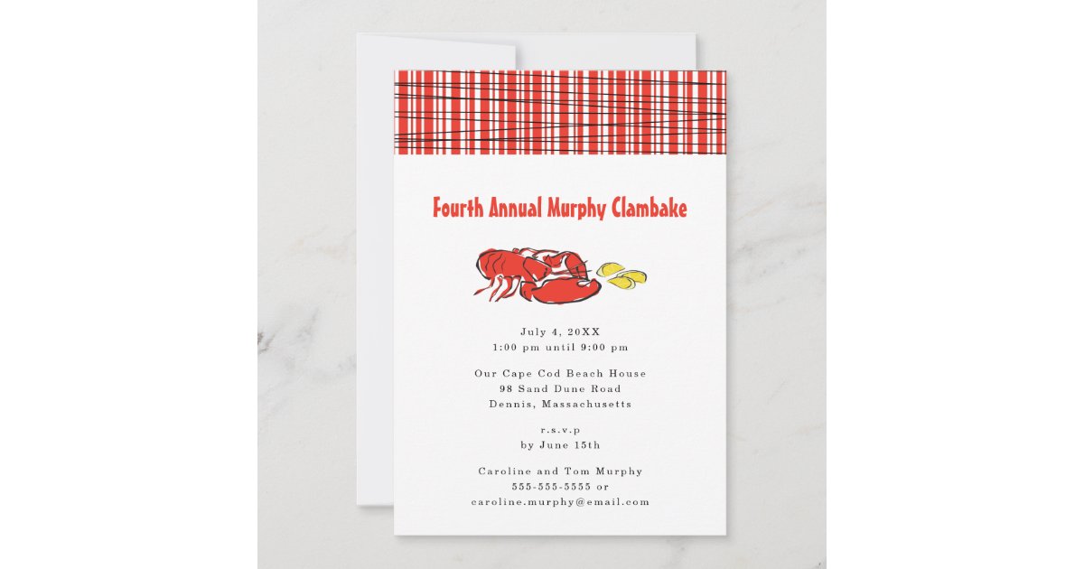 Lobster Clambake Summer Cookout Invitation | Zazzle