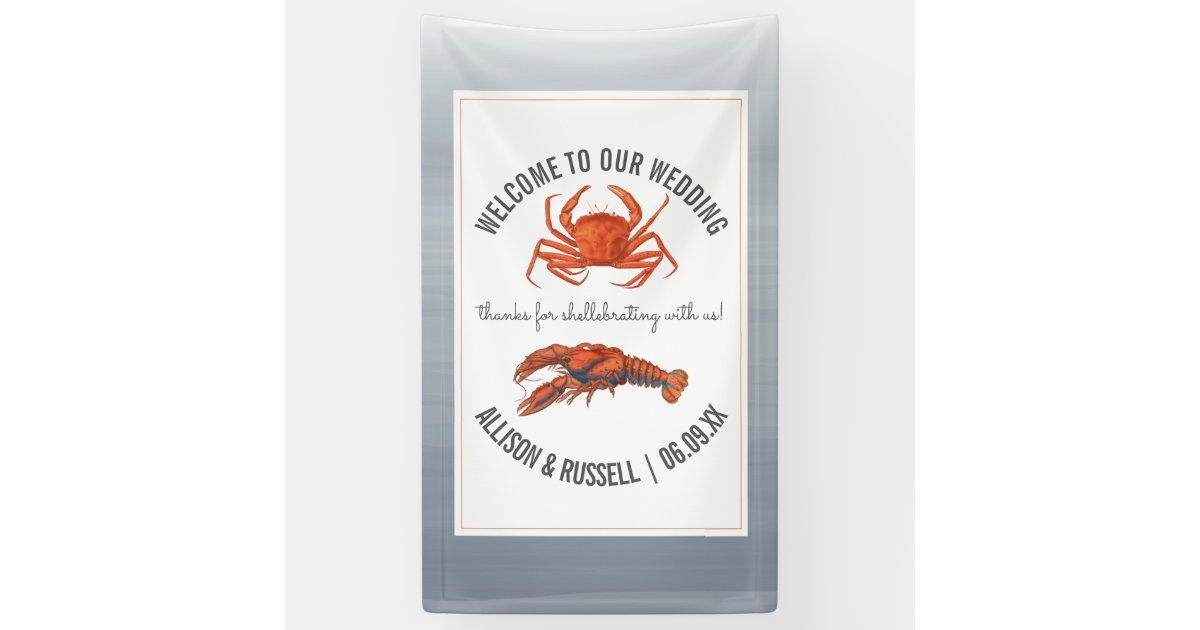 Lobster & Crab Wedding Welcome Chambray Banner | Zazzle