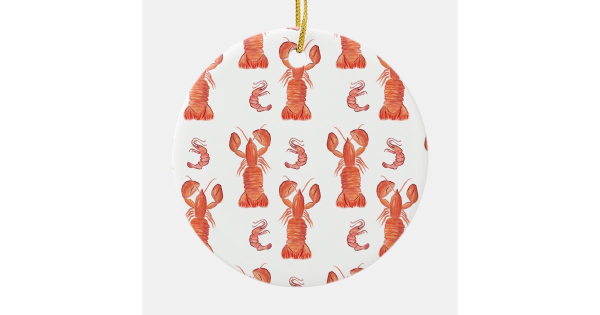 Lobster Crustacean Watercolor Painted Pattern Ceramic Ornament | Zazzle