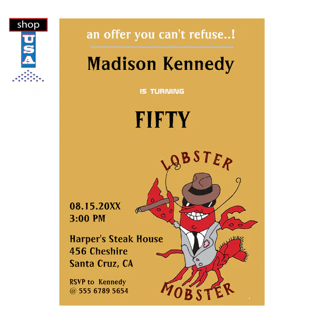 Lobster Mobster 咽 Funny 50th Birthday Party Invitation | Zazzle