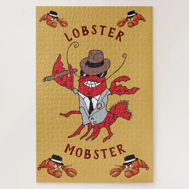 Lobster Mobster 咽 Funny Cartoon Gangster Jigsaw Puzzle | Zazzle