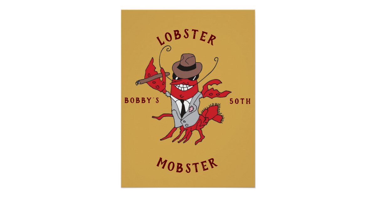 Lobster Mobster 咽 Funny Cartoon Gangster Poster | Zazzle