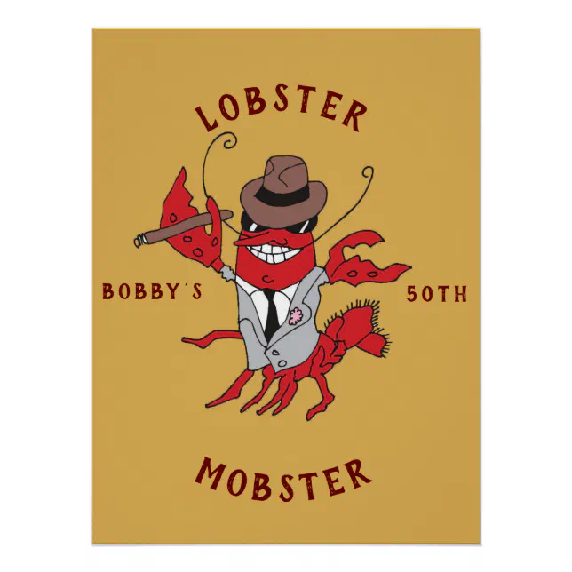 Lobster Mobster 咽 Funny Cartoon Gangster Poster | Zazzle