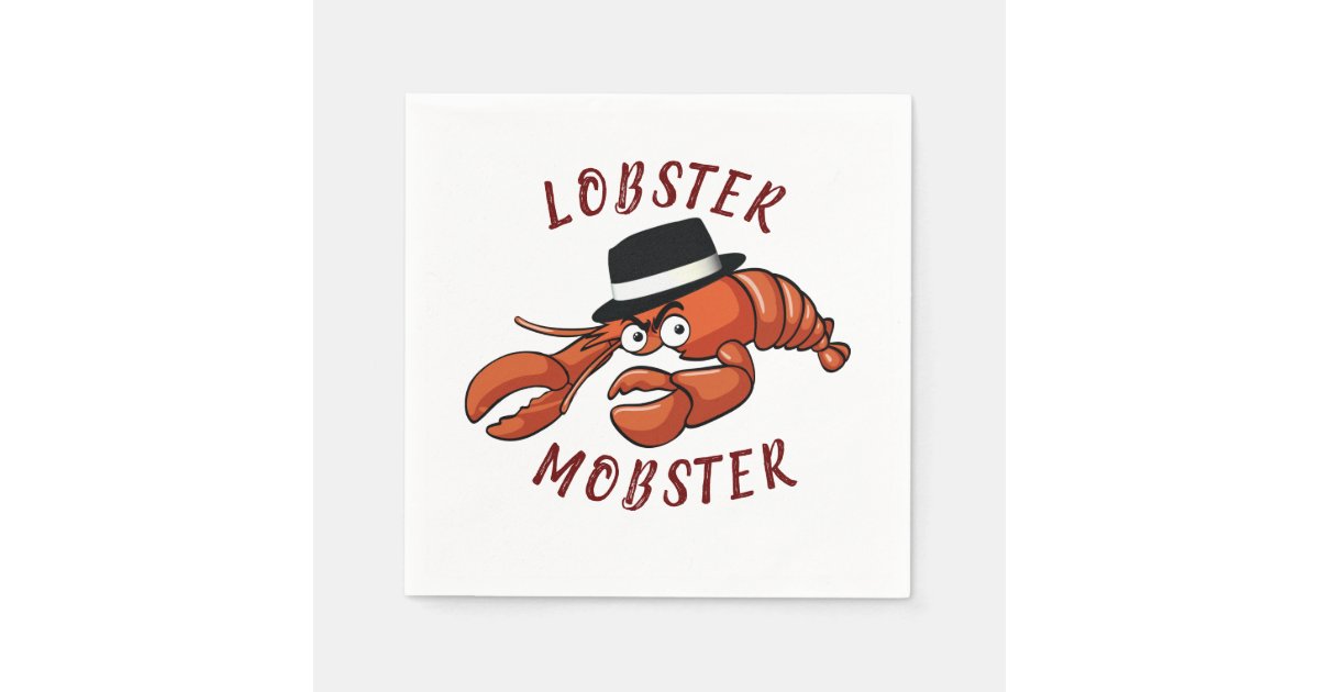 Lobster Mobster 咽 Wide-Eyed Cute Cartoon Gangster Napkins | Zazzle