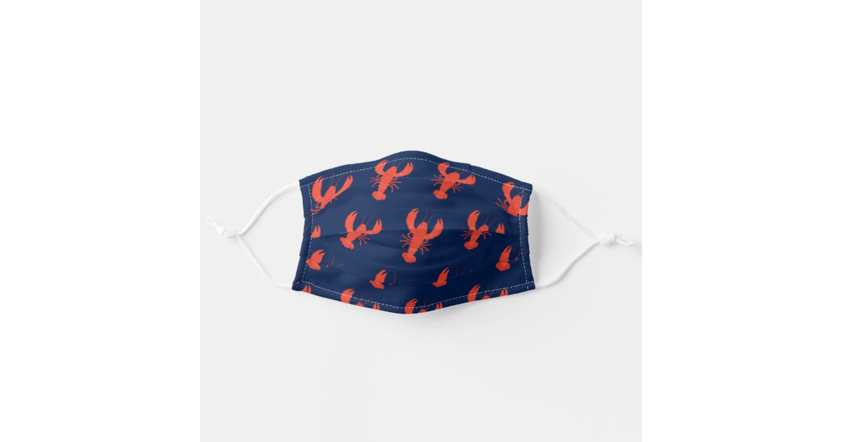 Lobster Navy Blue Adult Cloth Face Mask | Zazzle