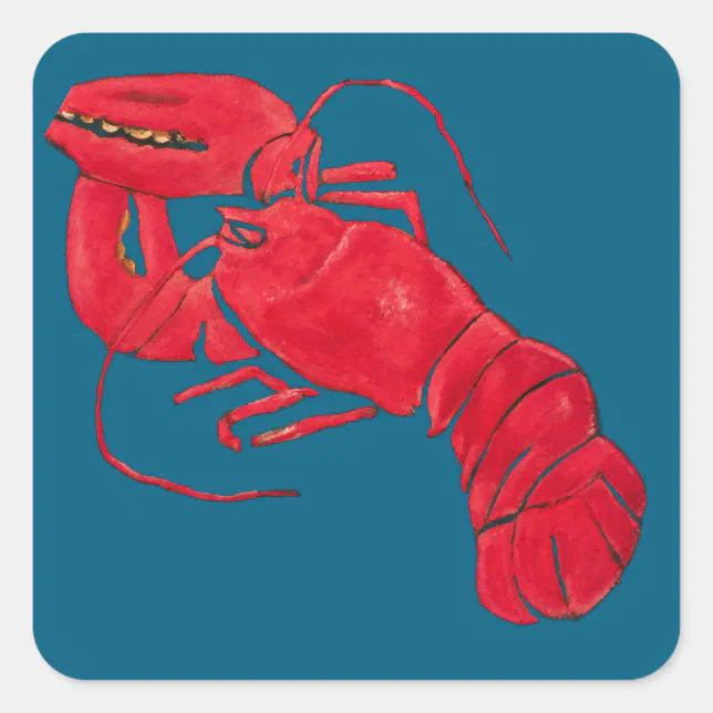 Lobster on Blue Background by Marsden Hartley Square Sticker | Zazzle