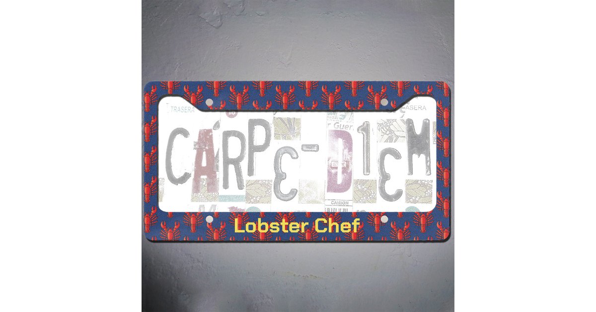 Lobster Pattern Fun Red & Blue Cool Seafood Chef License Plate Frame ...