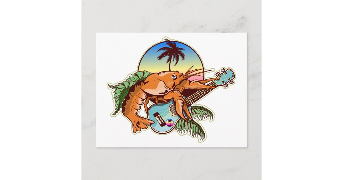 Lobster playing a ukulele guitar postcard | Zazzle