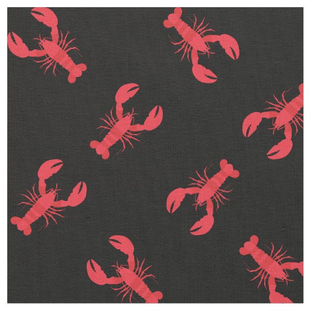 Lobster Print Fabric Navy Blue | Zazzle