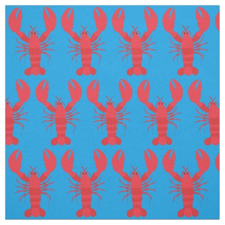 Lobster Print Fabric Navy Blue | Zazzle