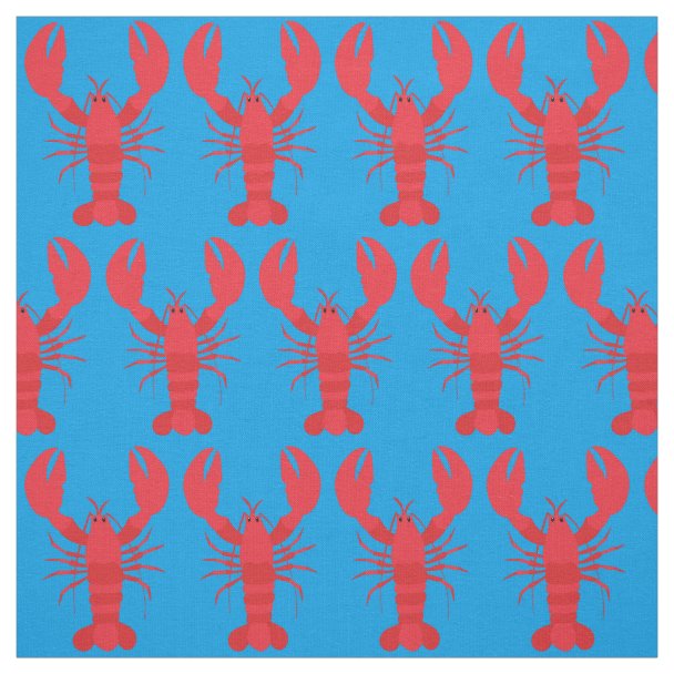 Lobster Print Fabric Navy Blue | Zazzle