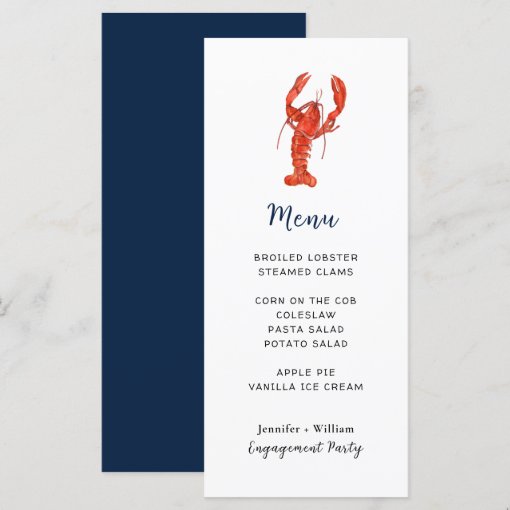 Lobster Seafood Party Menu Card | Zazzle