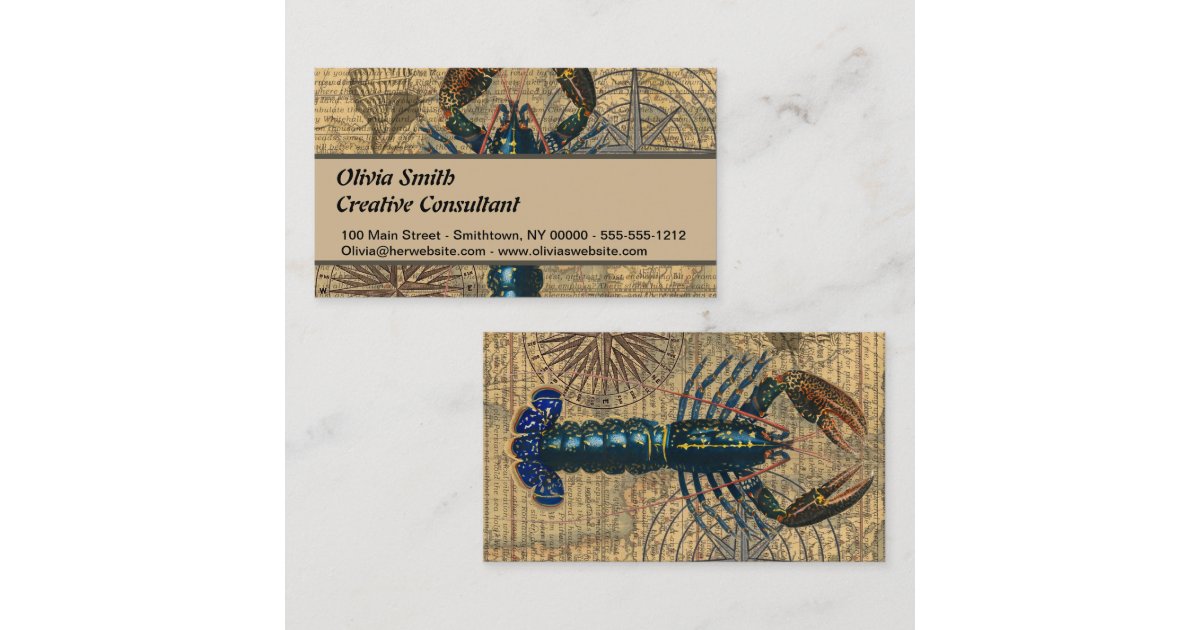 Lobster Shellfish Seafood Maine Classic Ocean Business Card | Zazzle