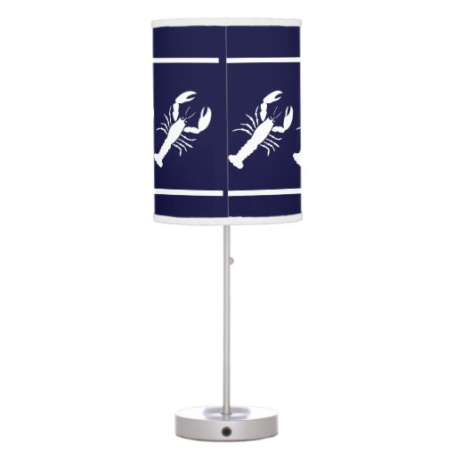 LOBSTER White on blue Table Lamp | Zazzle