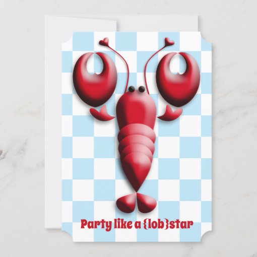 Lobsterfest Lobsterbake Cute Red Lobster Heart Invitation | Zazzle