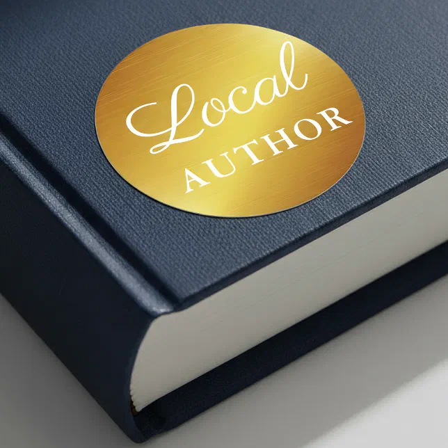 Local Author Writer Book Promo Gold W Classic Round Sticker | Zazzle