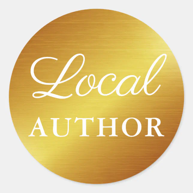 Local Author Writer Book Promo Gold W Classic Round Sticker | Zazzle