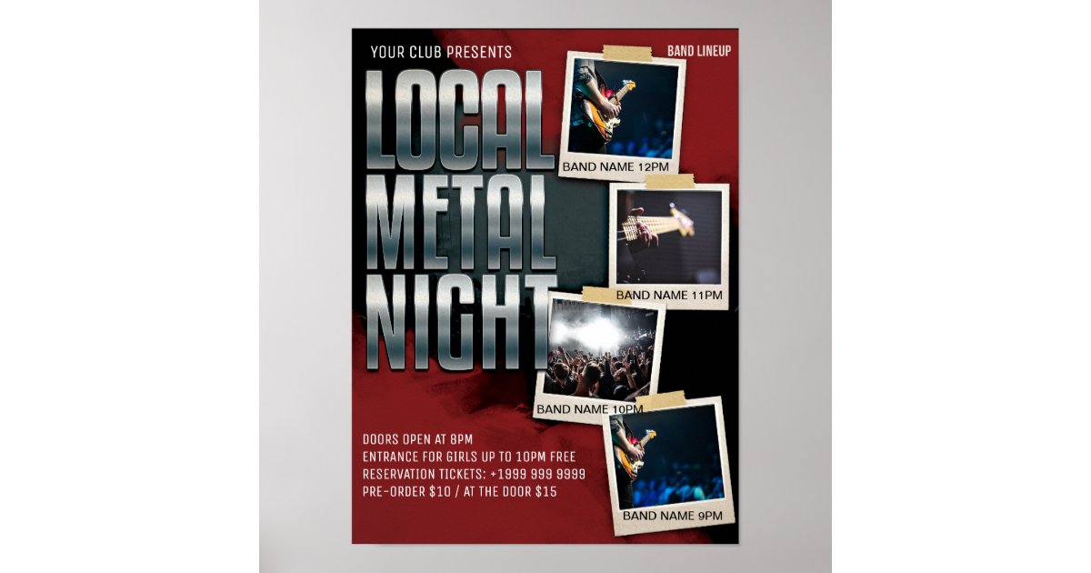 Local Metal Show | Gig | Club | Bar Flyer Poster | Zazzle