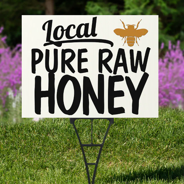 Local Raw Honey Beekeeping Sign | Zazzle