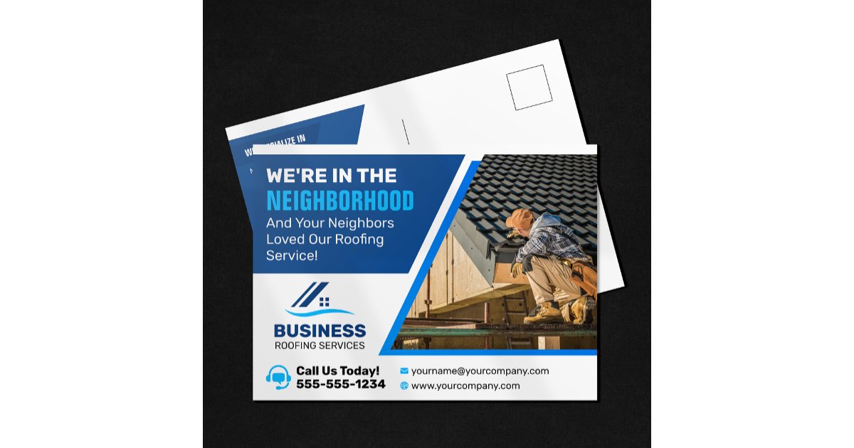 Local Roofing Repair, Re-Roofing, Gutter Service Postcard | Zazzle