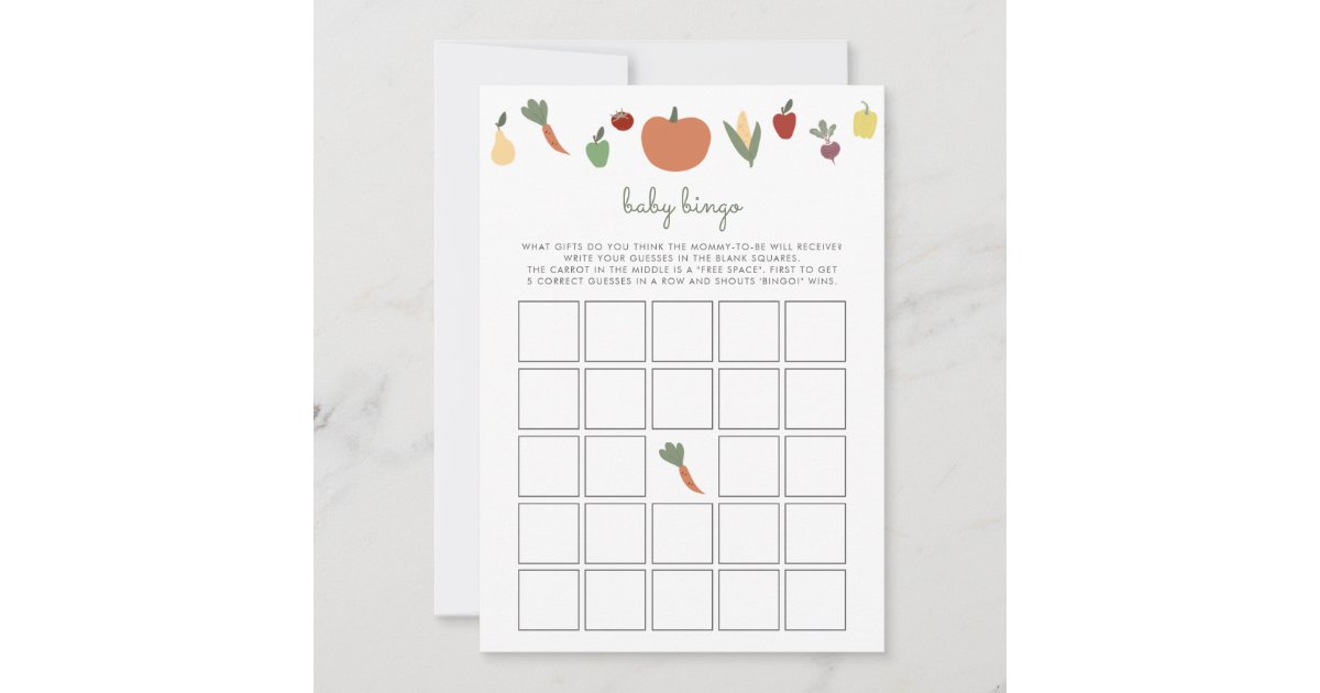 Locally Grown Baby Bingo Baby Shower Game | Zazzle
