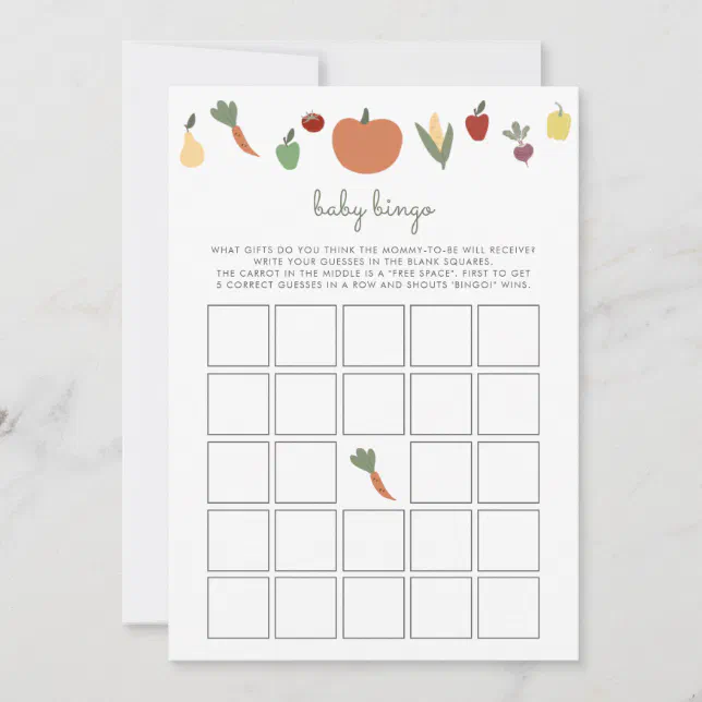 Locally Grown Baby Bingo Baby Shower Game | Zazzle