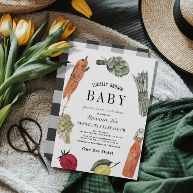 Locally Grown Baby Farmers Market Baby Shower Invitation | Zazzle