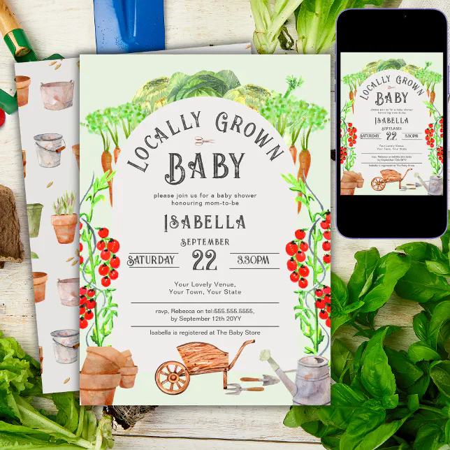 Locally Grown Baby , Farmer's Market Baby Shower Invitation | Zazzle