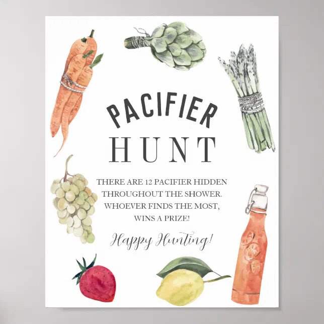 Locally Grown Baby Farmers Market Pacifier Hunt Poster | Zazzle