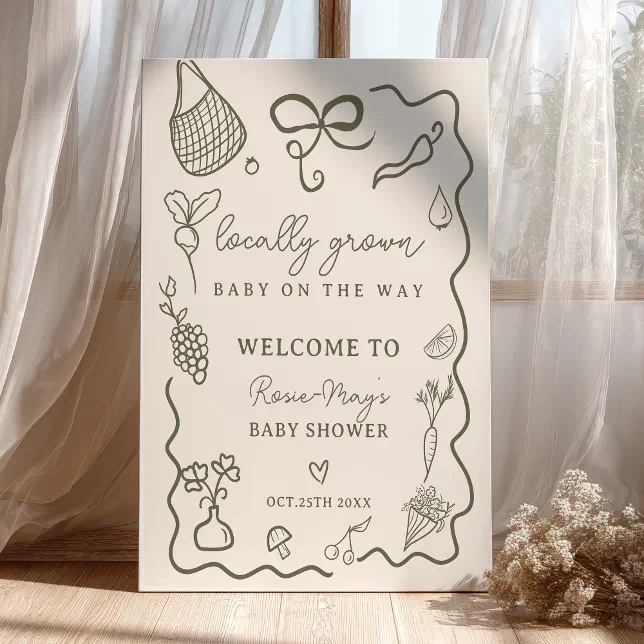Locally Grown Baby Rustic Farmer’s Market welcome Poster | Zazzle