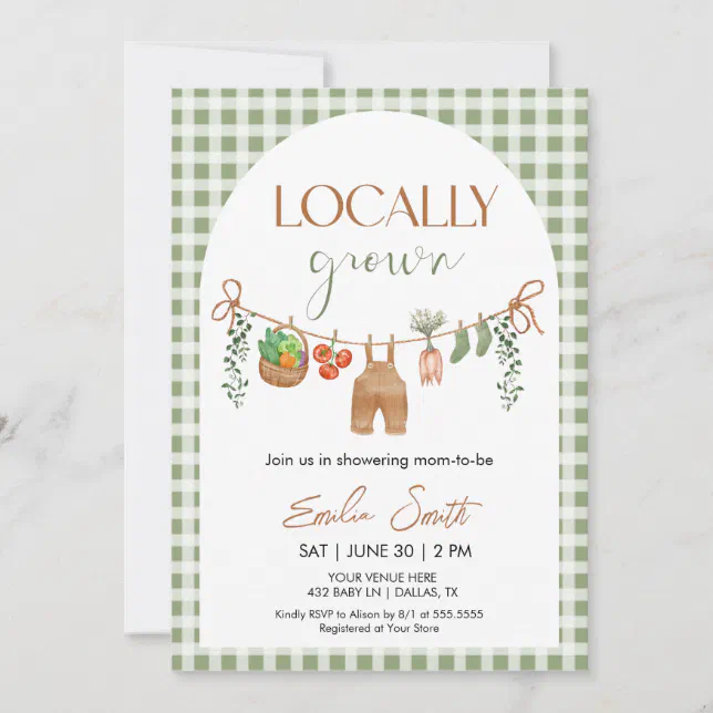 Locally Grown Baby Shower Invitation | Zazzle
