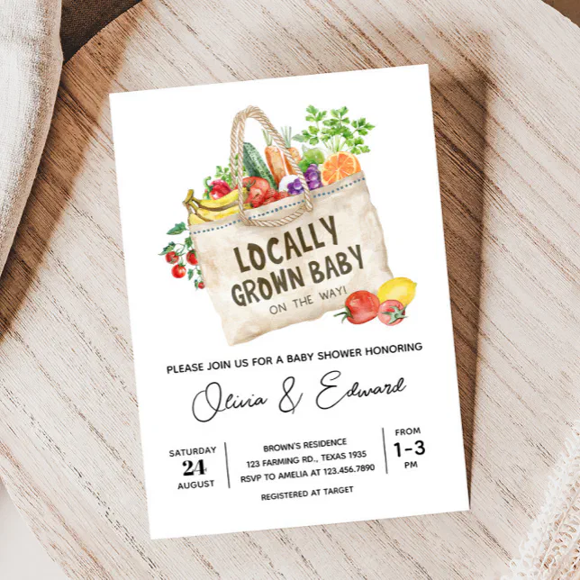 Locally Grown Baby Shower Invitation | Zazzle