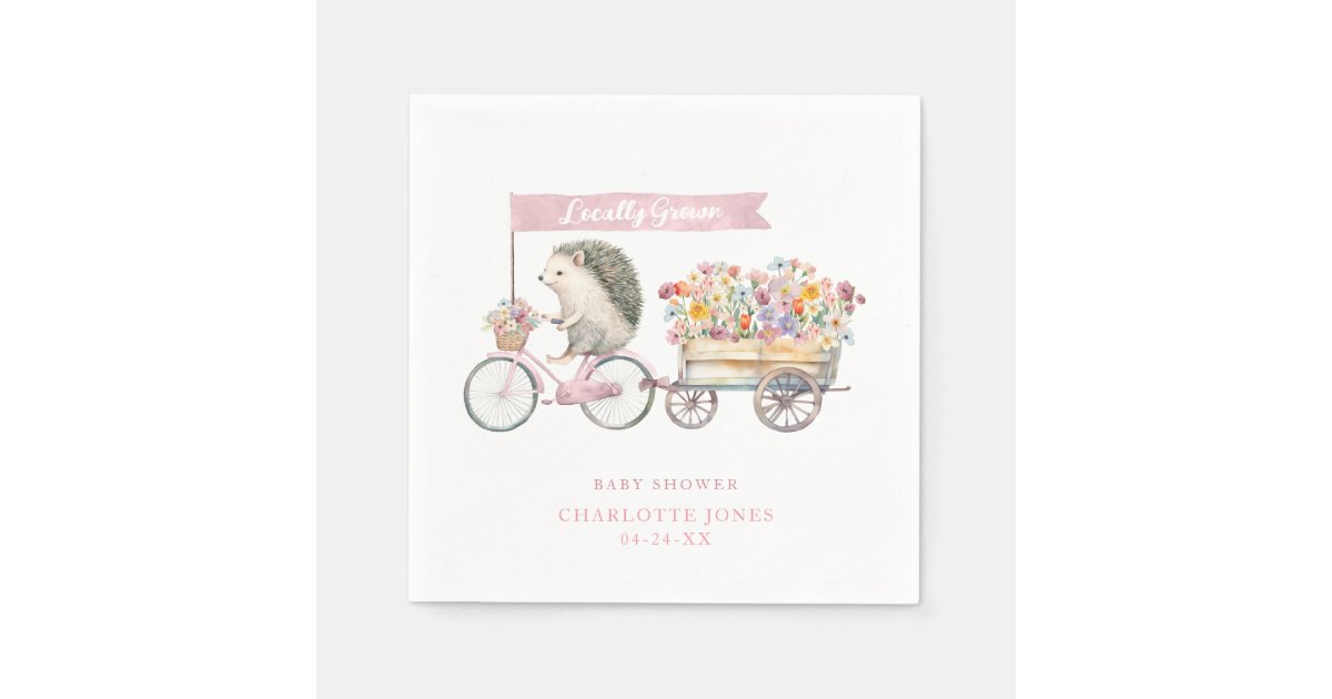 Locally Grown Baby Shower Napkins – Pink Floral | Zazzle