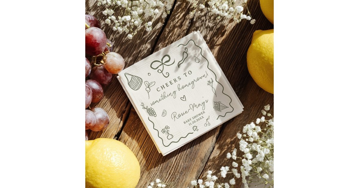 Locally Grown Baby Shower Rustic Farmer’s Market Napkins | Zazzle