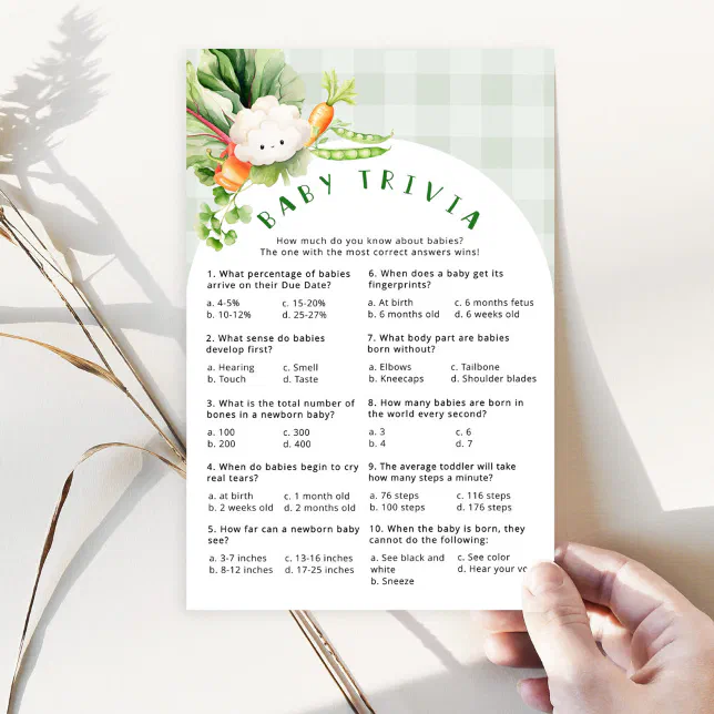 Locally grown baby trivia baby shower game | Zazzle
