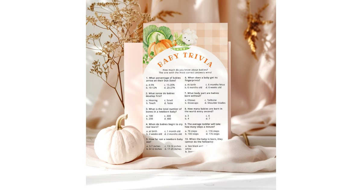 Locally grown fall trivia baby shower game | Zazzle